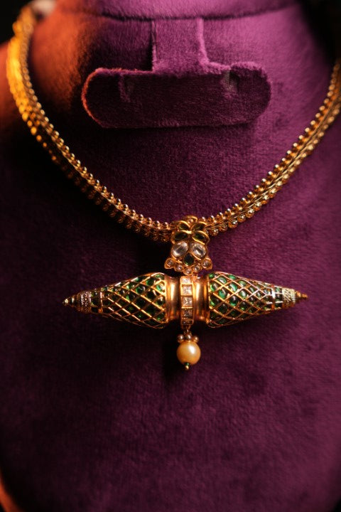 Hasli Style - A Green Royal Amulet inspired pendant elegantly adorned ...